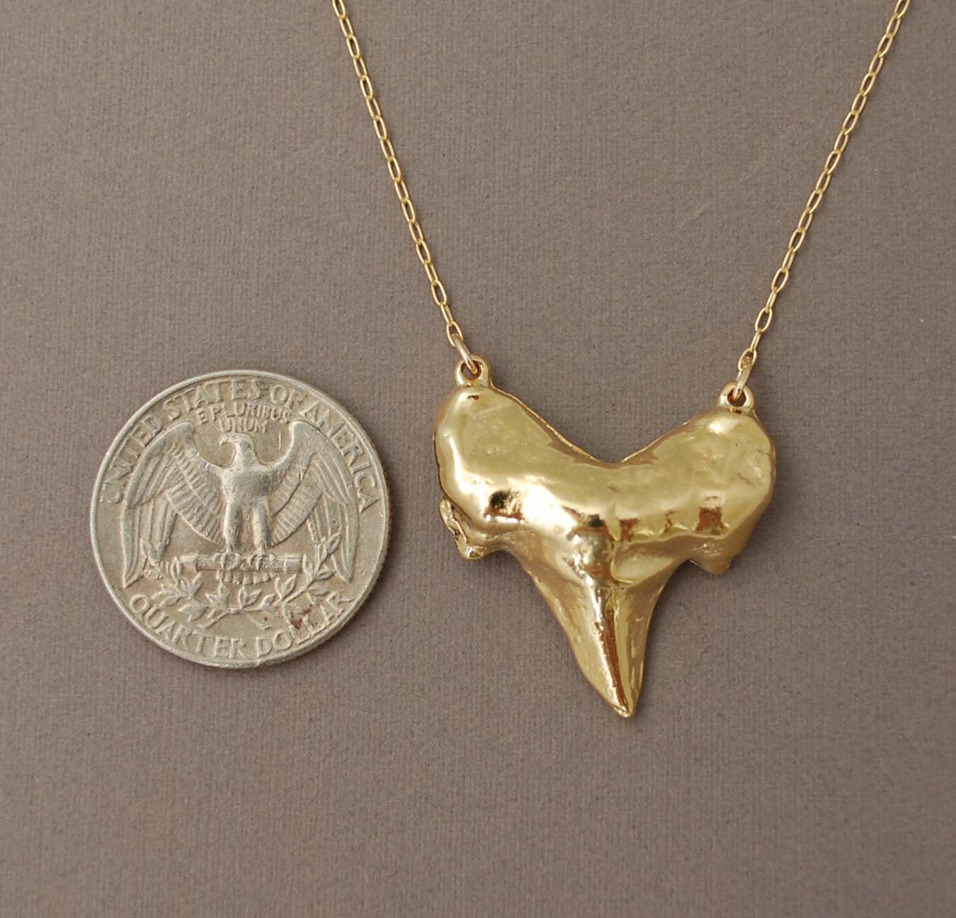 Double Connected Gold Shark Tooth Necklace - Etsy