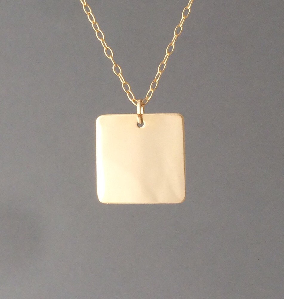 Gold Fill Square Pendant Necklace Long or Short - Etsy