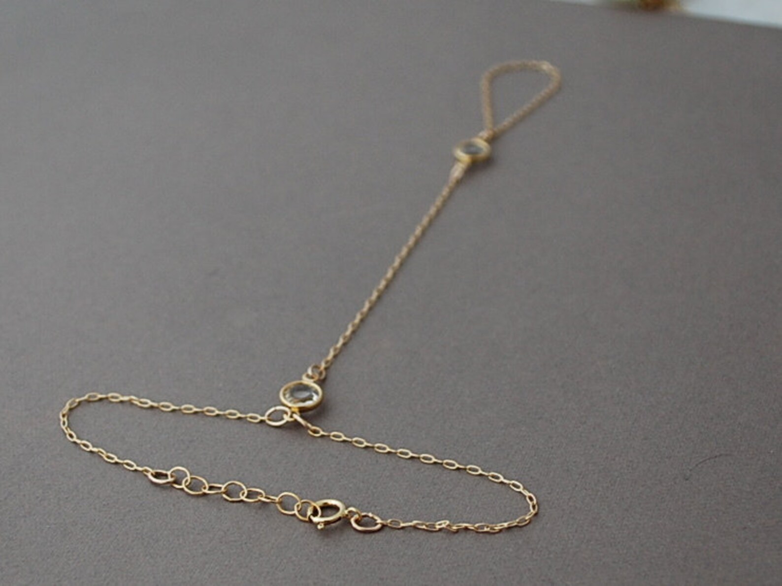 Gold or Silver Hand Chain Harness With Two Swarovski Crystals - Etsy