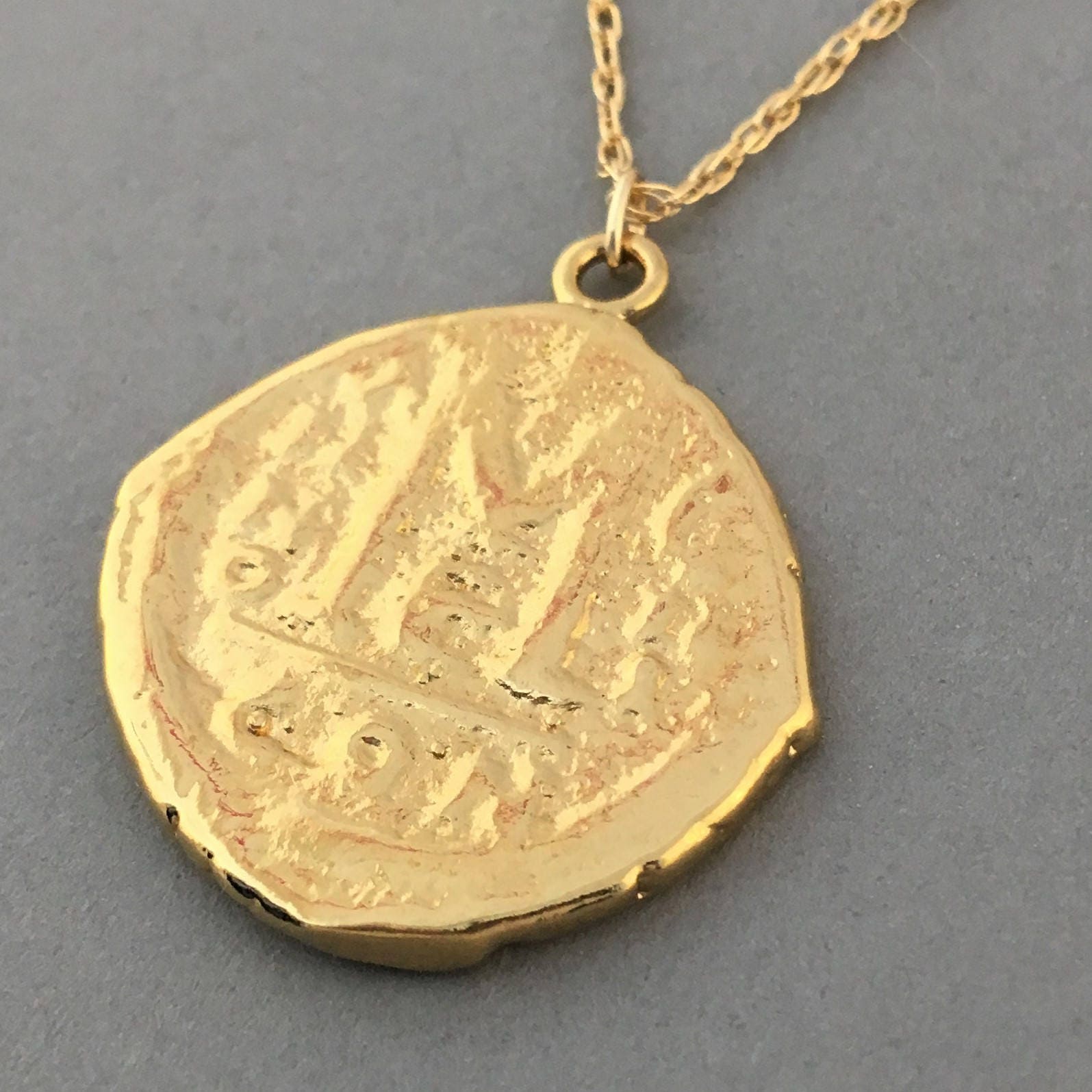 LARGE Ancient Coin Pendant Gold Necklace AC1 | Etsy