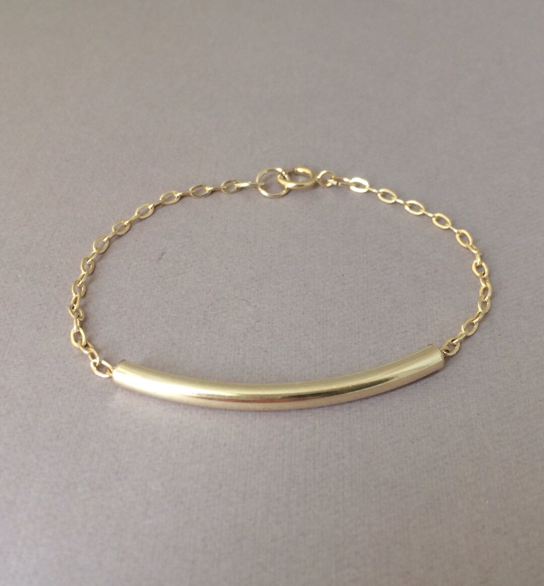 Gold Fill Curved Bar Bracelet - Etsy