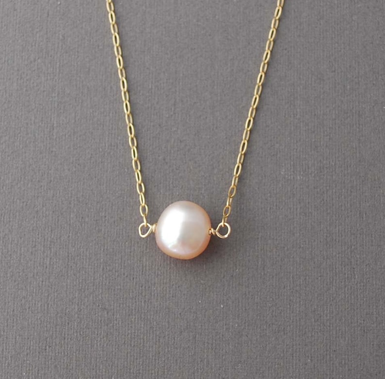 Pink Freshwater Pearl Necklace In Both Gold Fill Rose Gold Etsy