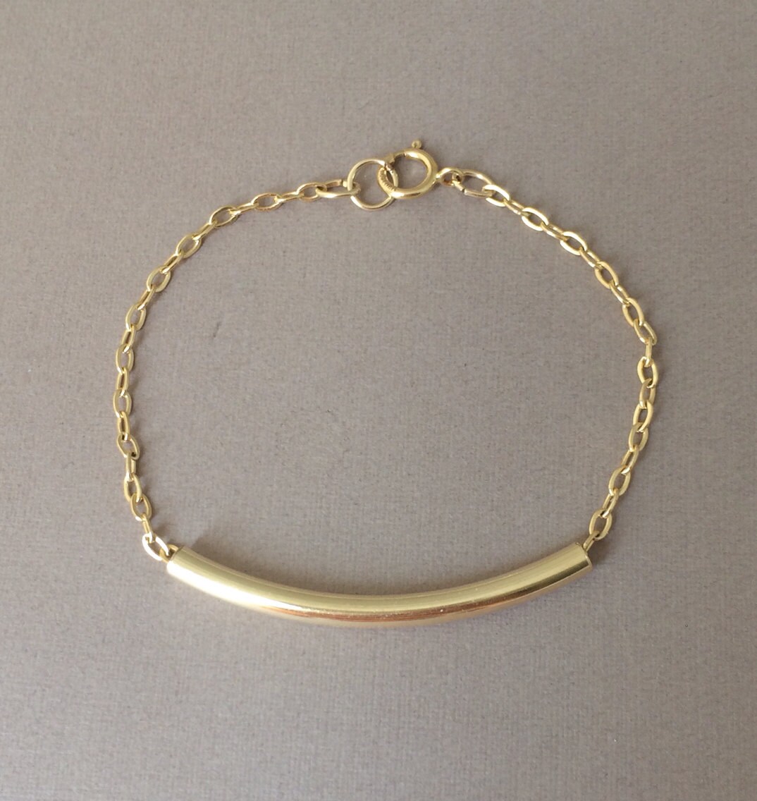 Gold Fill Curved Bar Bracelet | Etsy