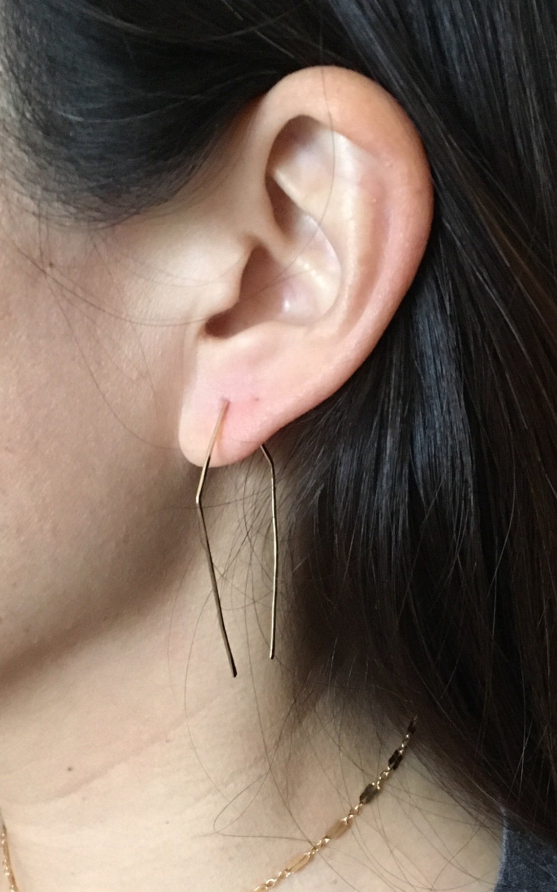 Geometric Pull Through Earrings in Gold Fill Rose Gold Fill - Etsy