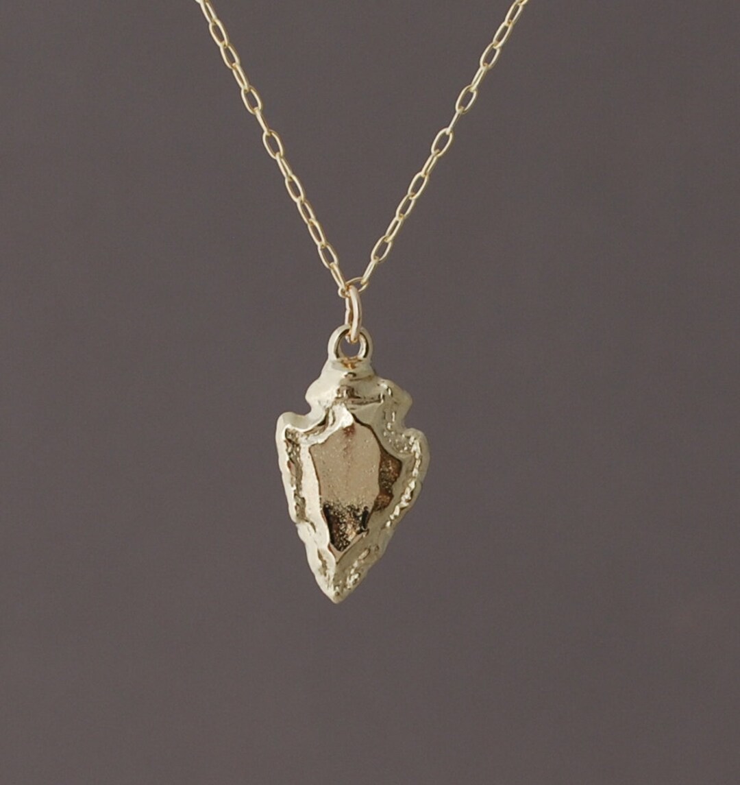 Small Gold Arrowhead Necklace – Mini Arrow Pendant on Gold Fill Chain ...