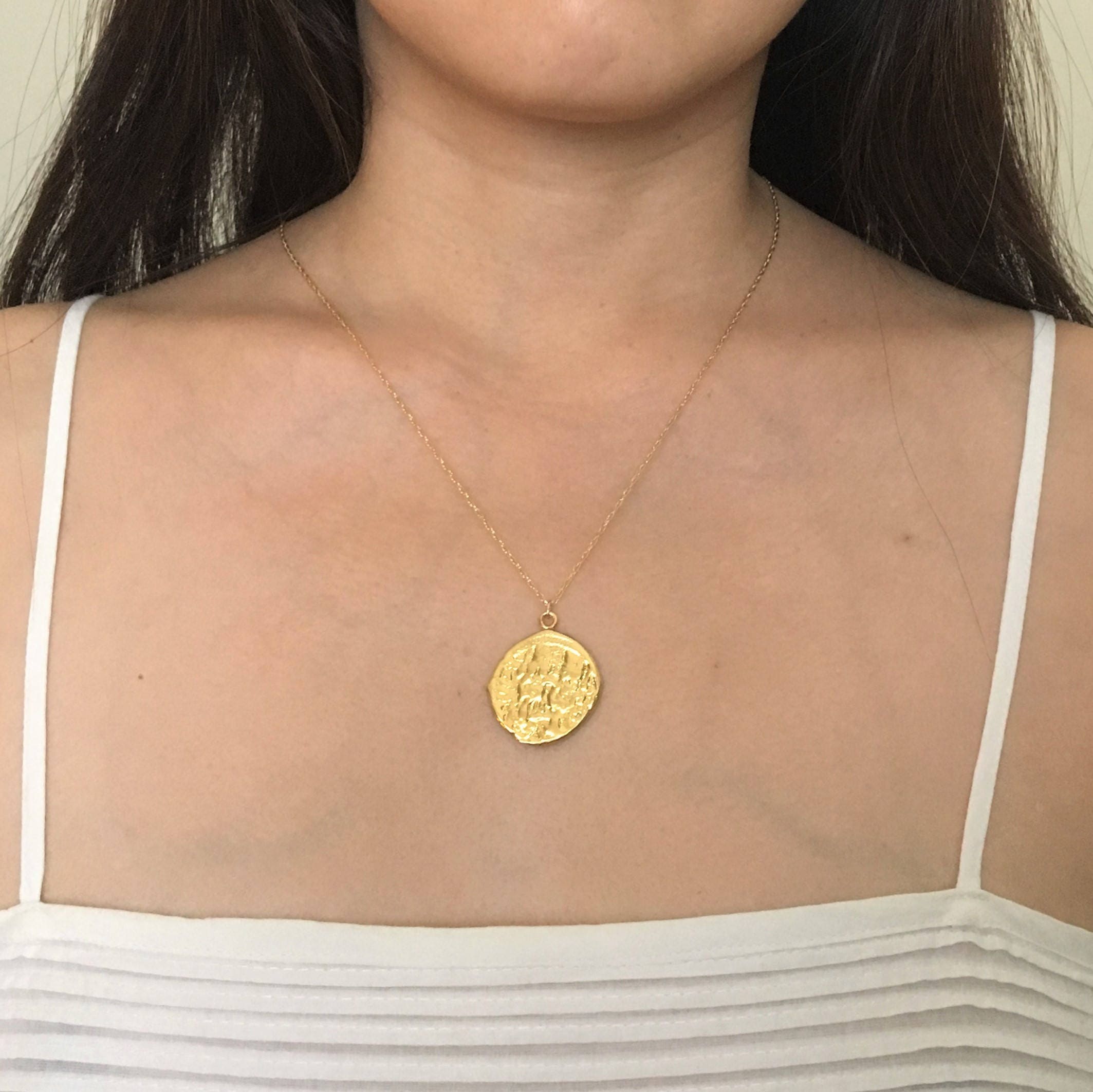 LARGE Ancient Coin Pendant Gold Necklace AC1 | Etsy