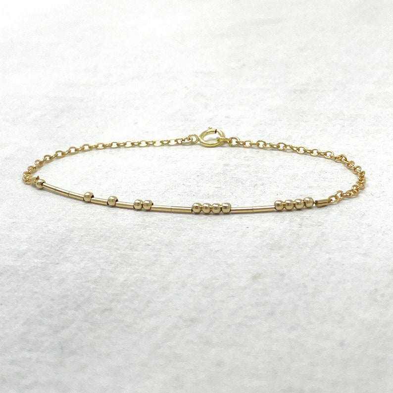 CUSTOM Morse Code Gold Fill Bracelet Also Available in - Etsy