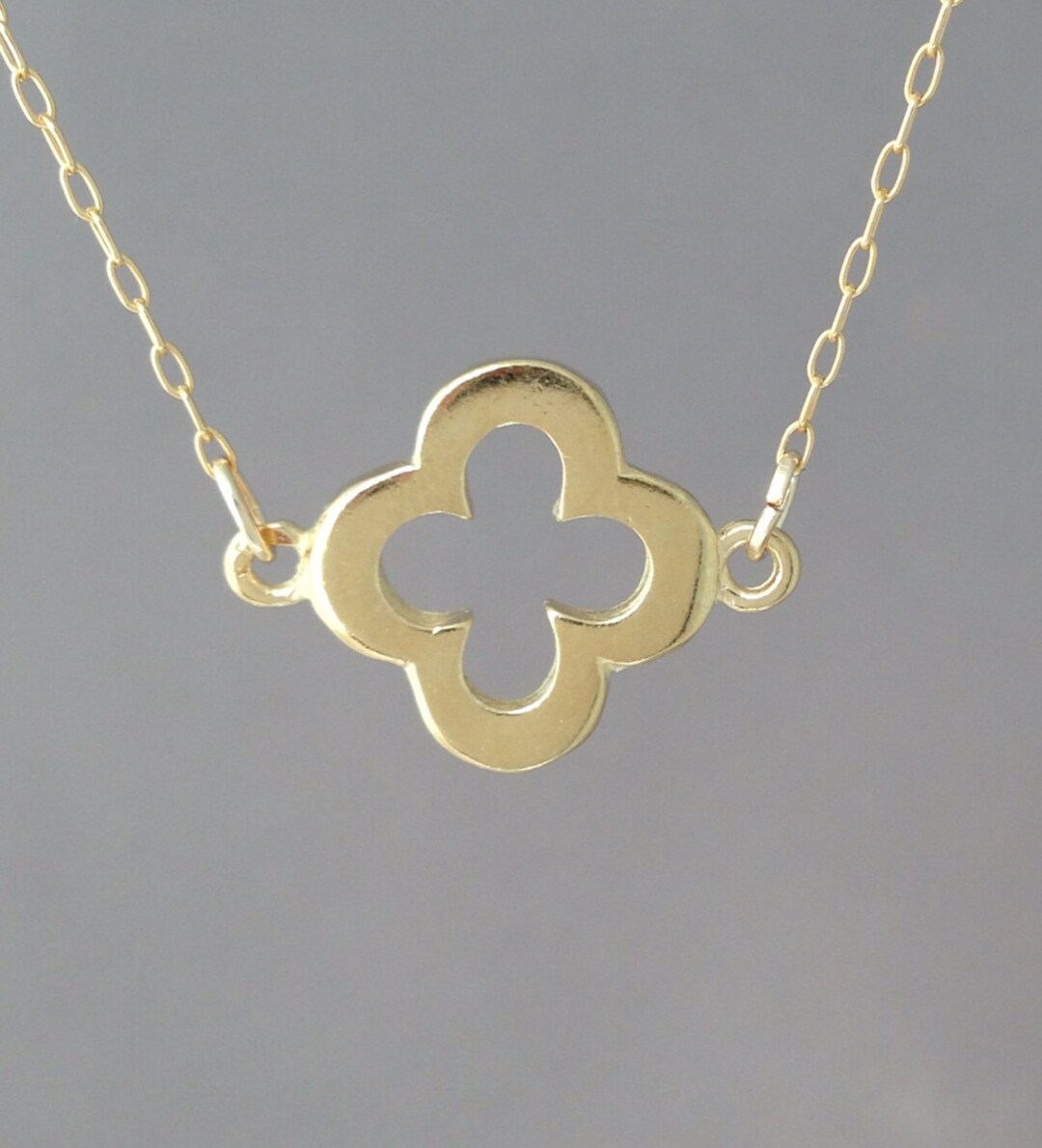 Chunky Gold Clover Necklace – Four-leaf Clover Pendant – Lucky Charm ...