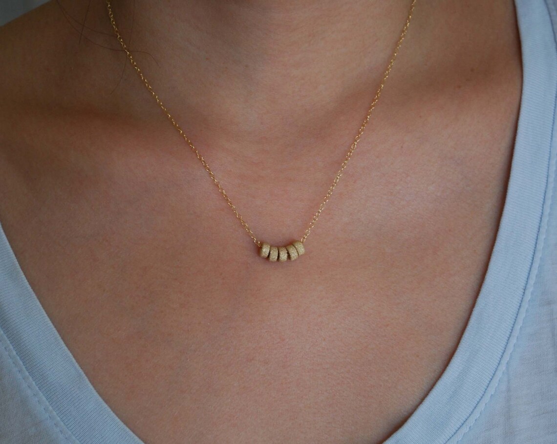 Five Gold Sparkle Bead Necklace - Etsy