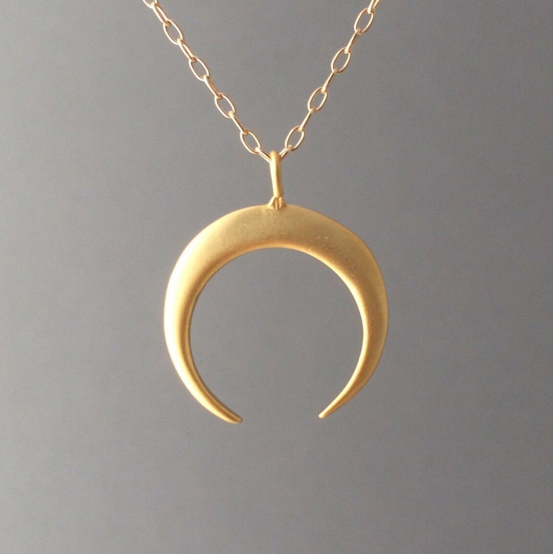 Gold Double Horn Necklace Also Available in Silver - Etsy