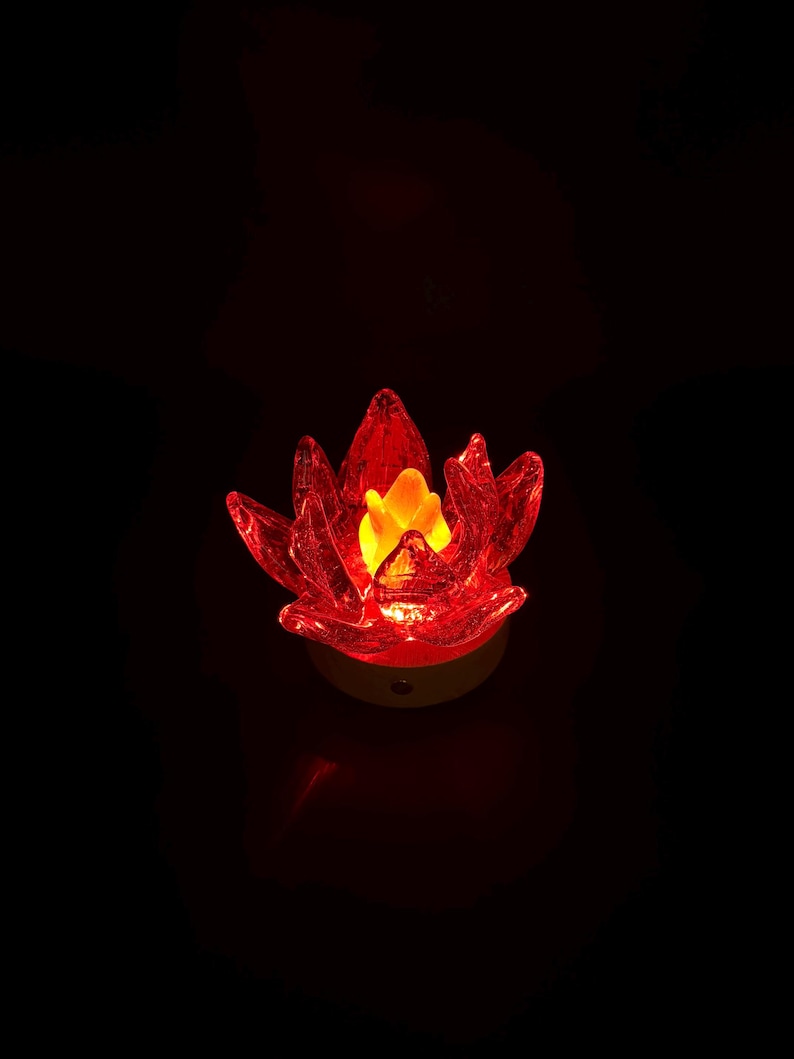 Hand Blown Glass Flower Night Light – Touch Lamp With Wooden Base (12cm ...