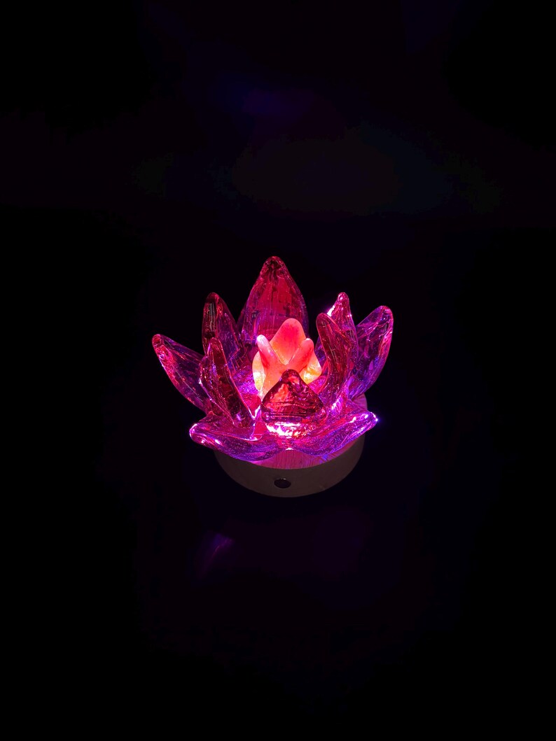 Hand Blown Glass Flower Night Light – Touch Lamp With Wooden Base (12cm ...