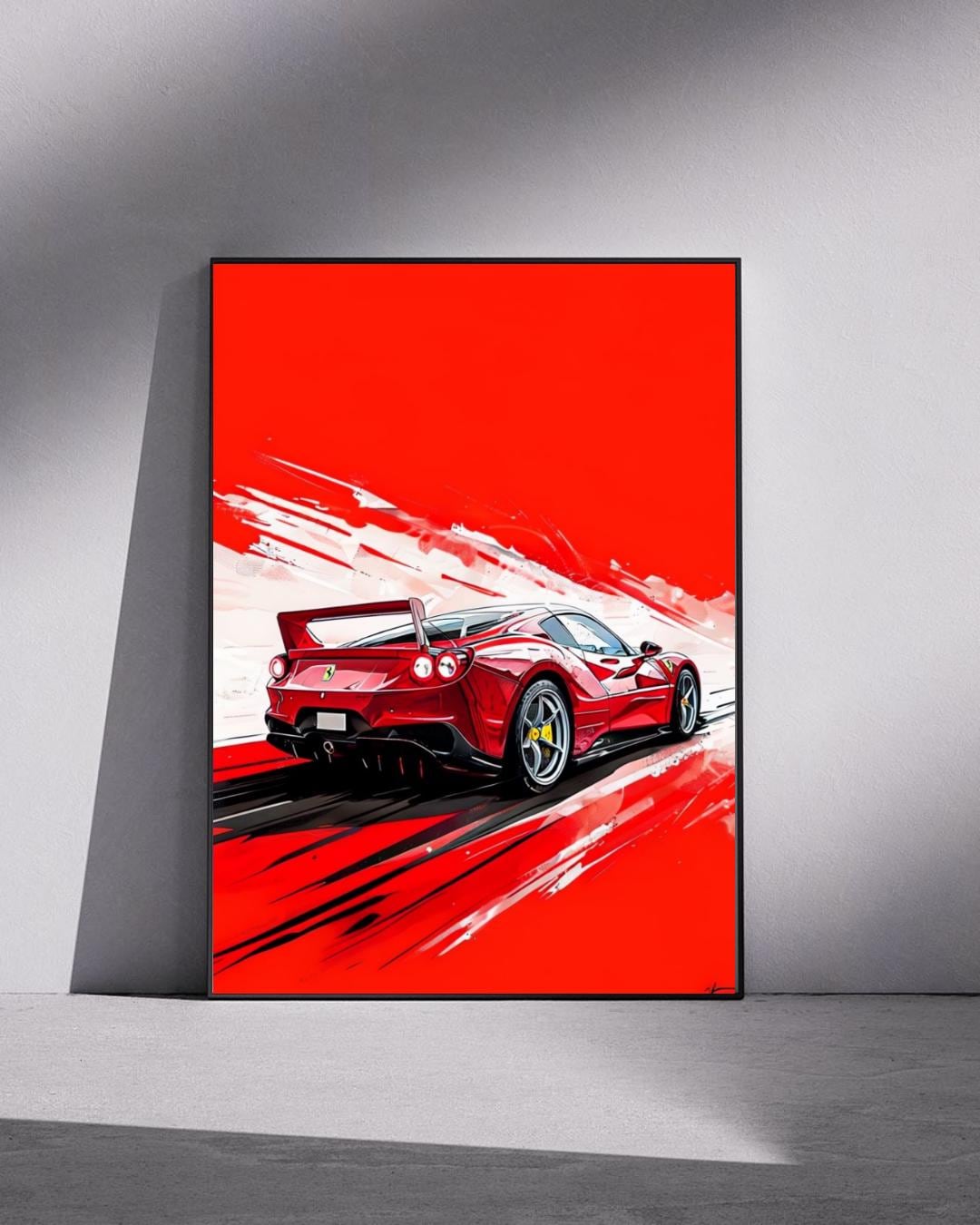 Red Supercar Poster | Modern Italian Sports Car Wall Art (digital ...