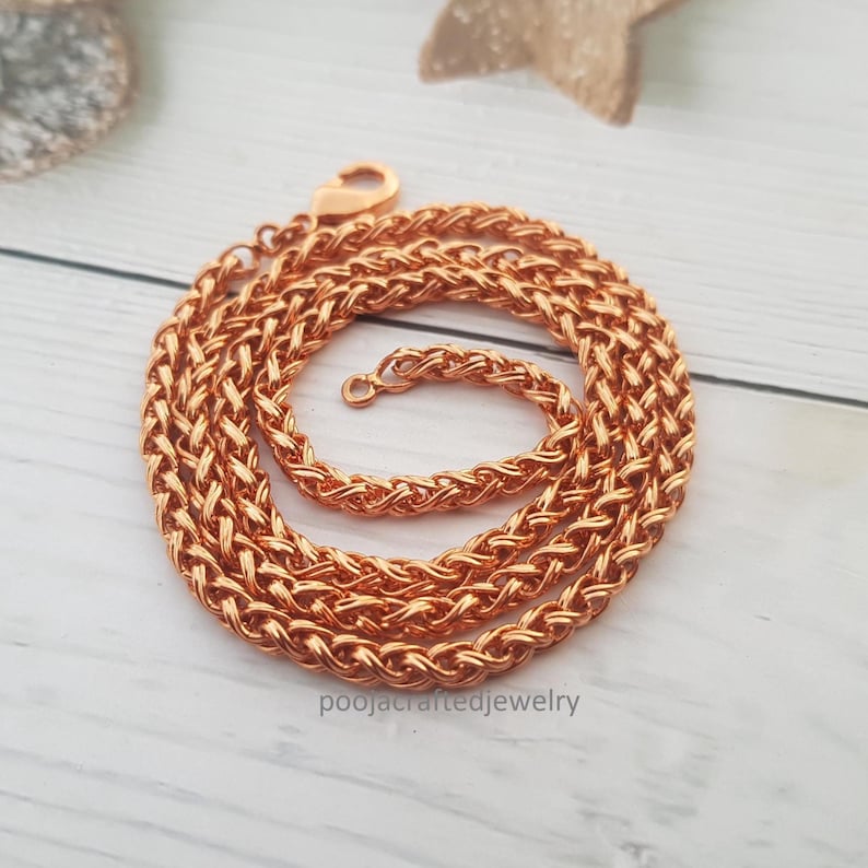 Pure Copper Therapy Chain Necklace: Heavy Tick, Wheat, Rope Viking ...