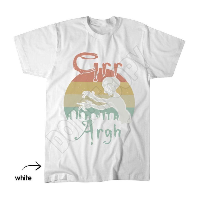 Grr Argh Ghost T-shirt, Retro Sunset Graveyard Scene, Halloween Zombie ...