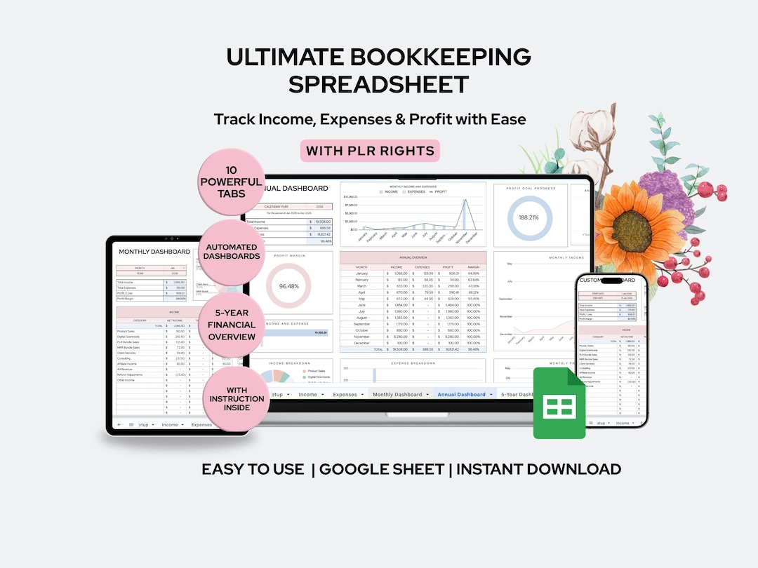Ultimate Bookkeeping Spreadsheet Template Small Business Bookkeeping ...