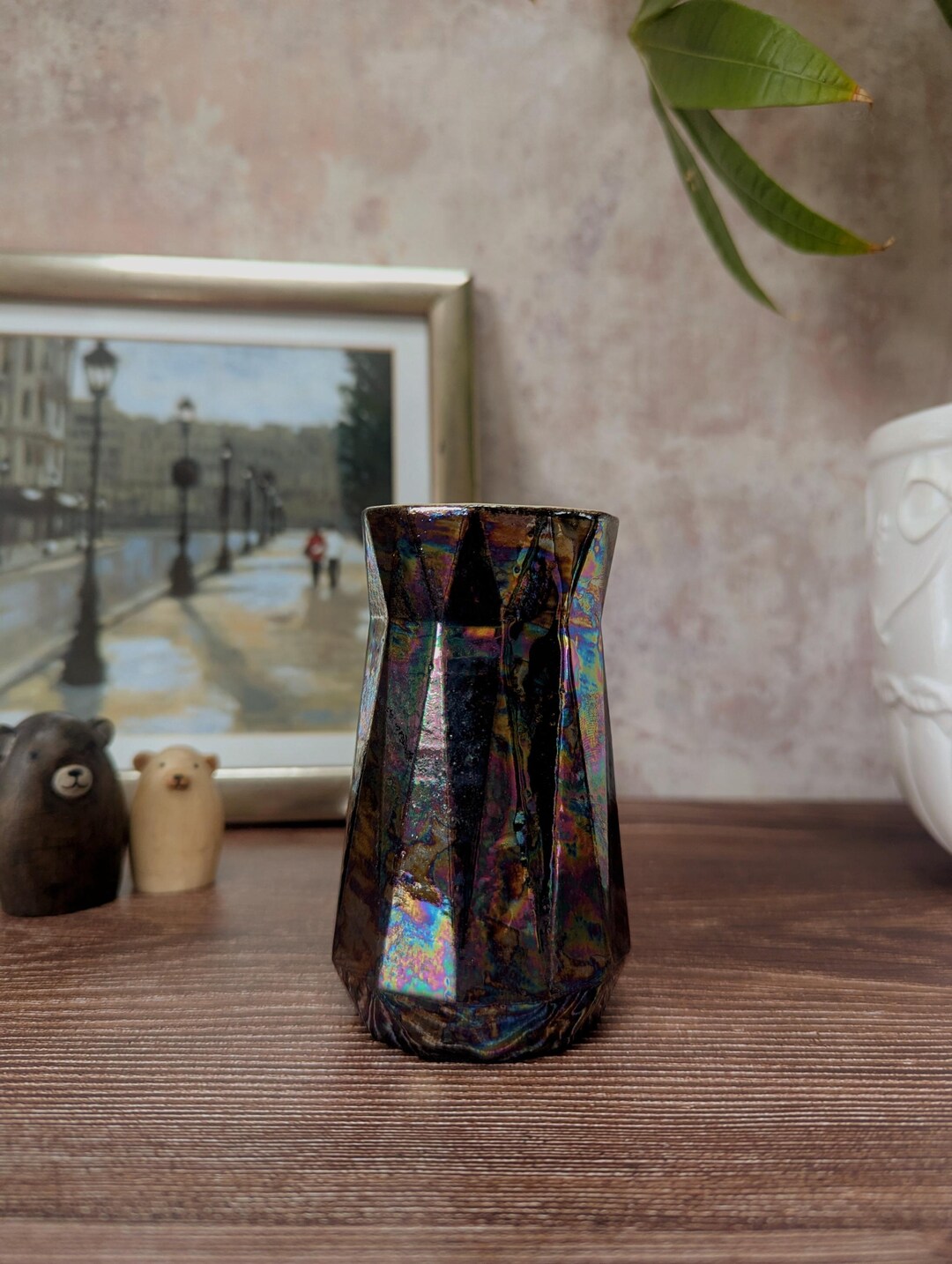 Iridescent Studio Pottery Vase | Dark and Moody Glaze Ceramic Pen Pot ...