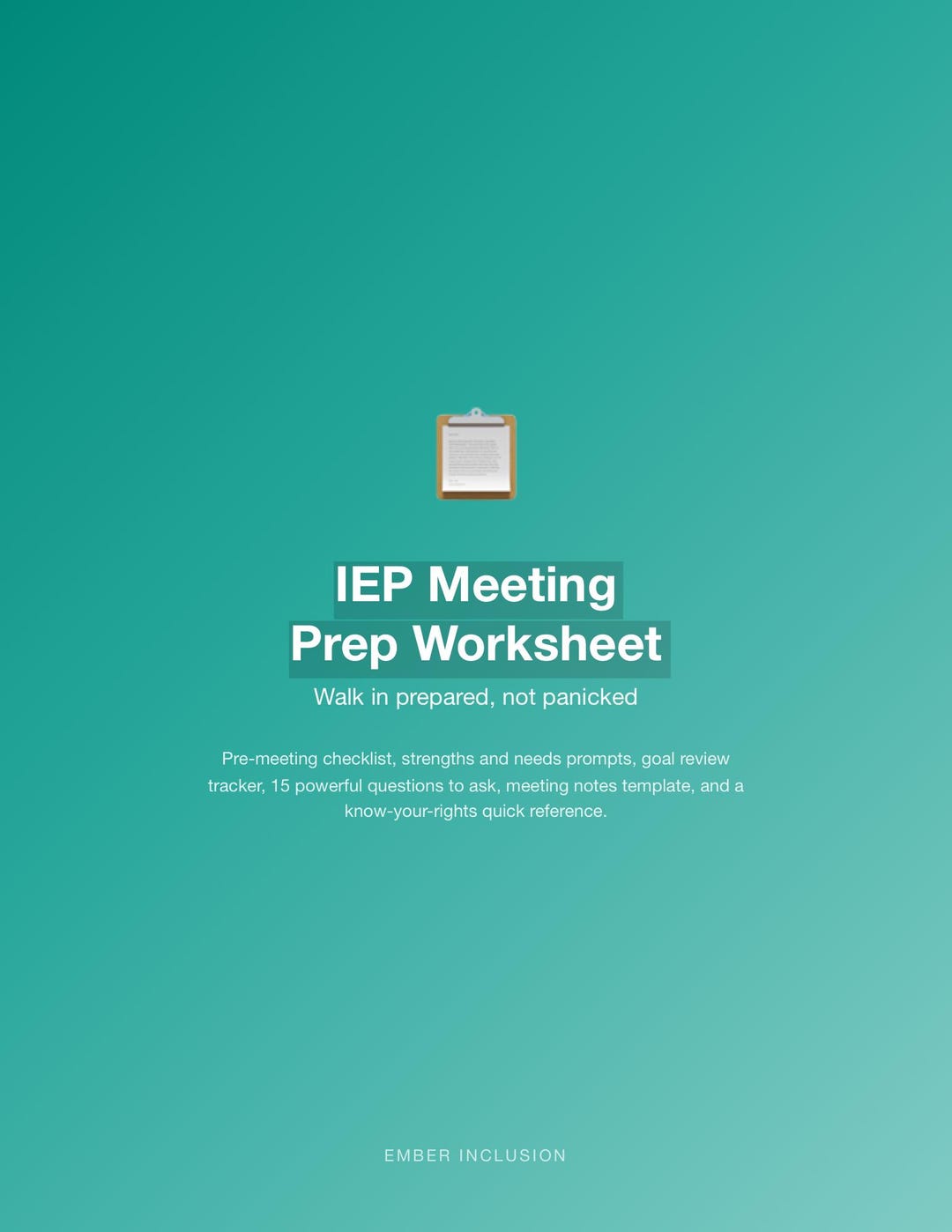 IEP Meeting Prep Worksheet Printable Autism Special Education Parent ...