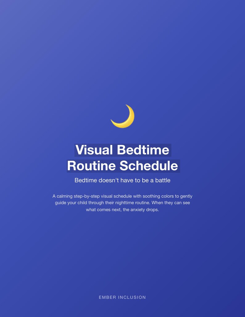 Visual Bedtime Routine Schedule Printable Autism ADHD Kids Night Time ...