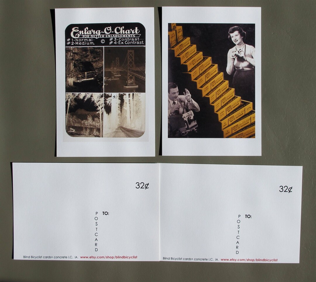Vintage Photo Postcards: Kodak Film & Enlarg-o-chart, Set of 4 - Etsy