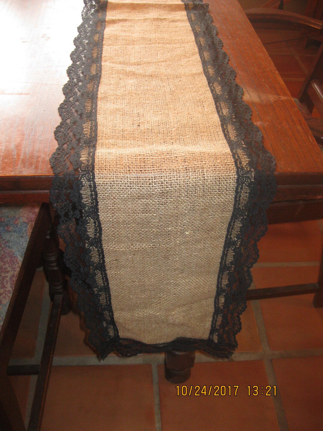 Burlap and Black Lace Table Runners, Country Wedding Table Runners - Etsy
