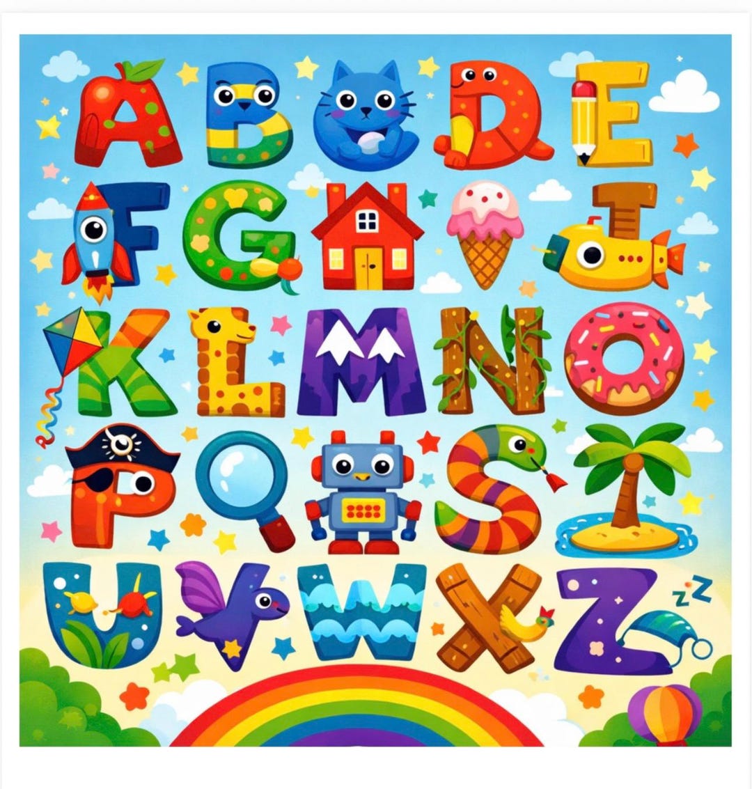 Colorful Alphabet Poster for Nursery or Classroom (digital Download) - Etsy