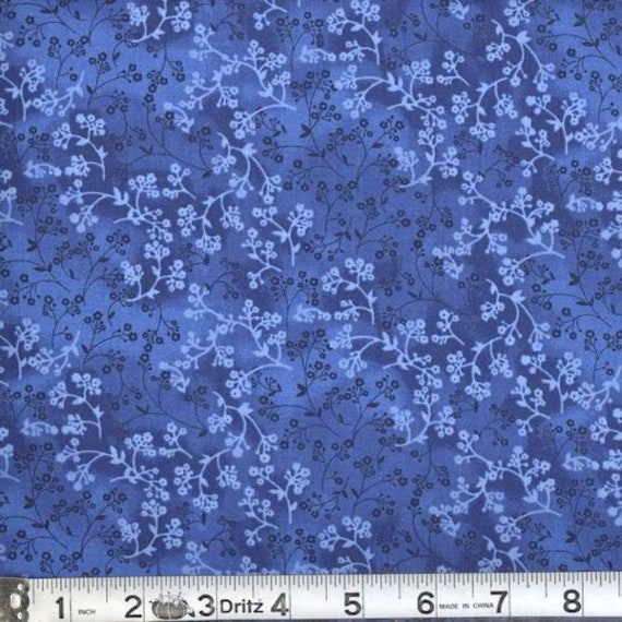 Navy Floral Fabric by the Yard. 100% Cotton Fabric. | Etsy