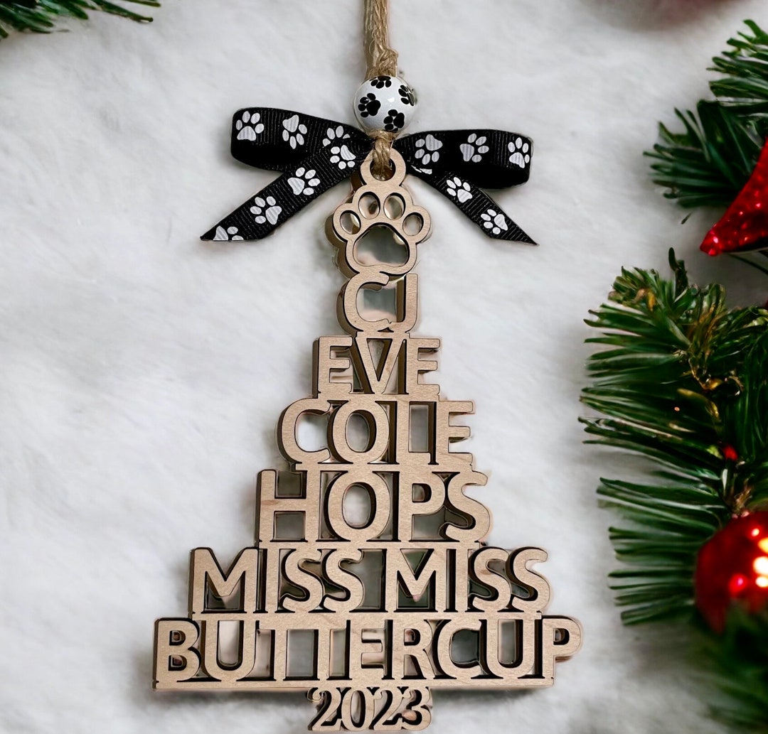 Pet Names Family Tree Ornament - Dog Lovers Gift - Christmas Tree of ...