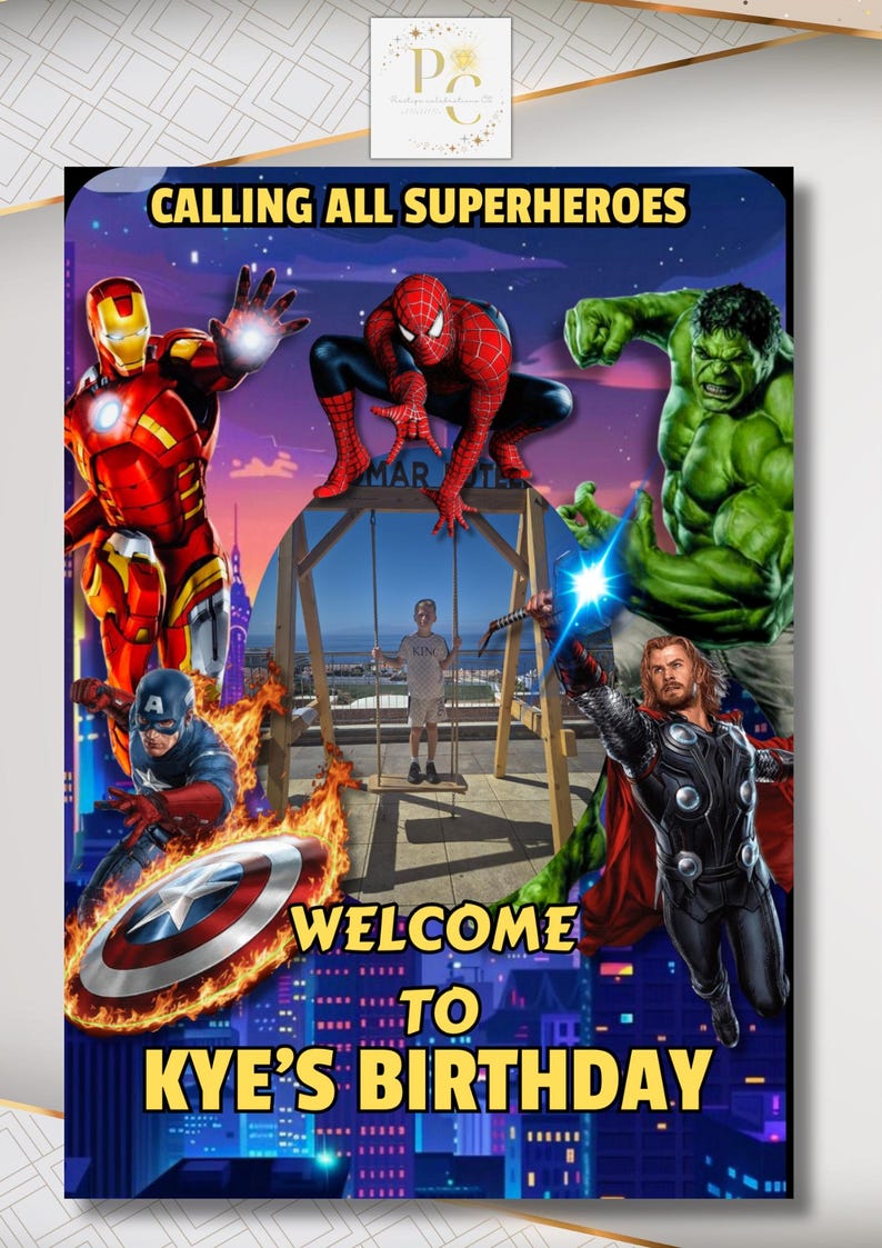 Superhero Birthday Welcome Sign, Editable Canva Template (A3 Digital ...