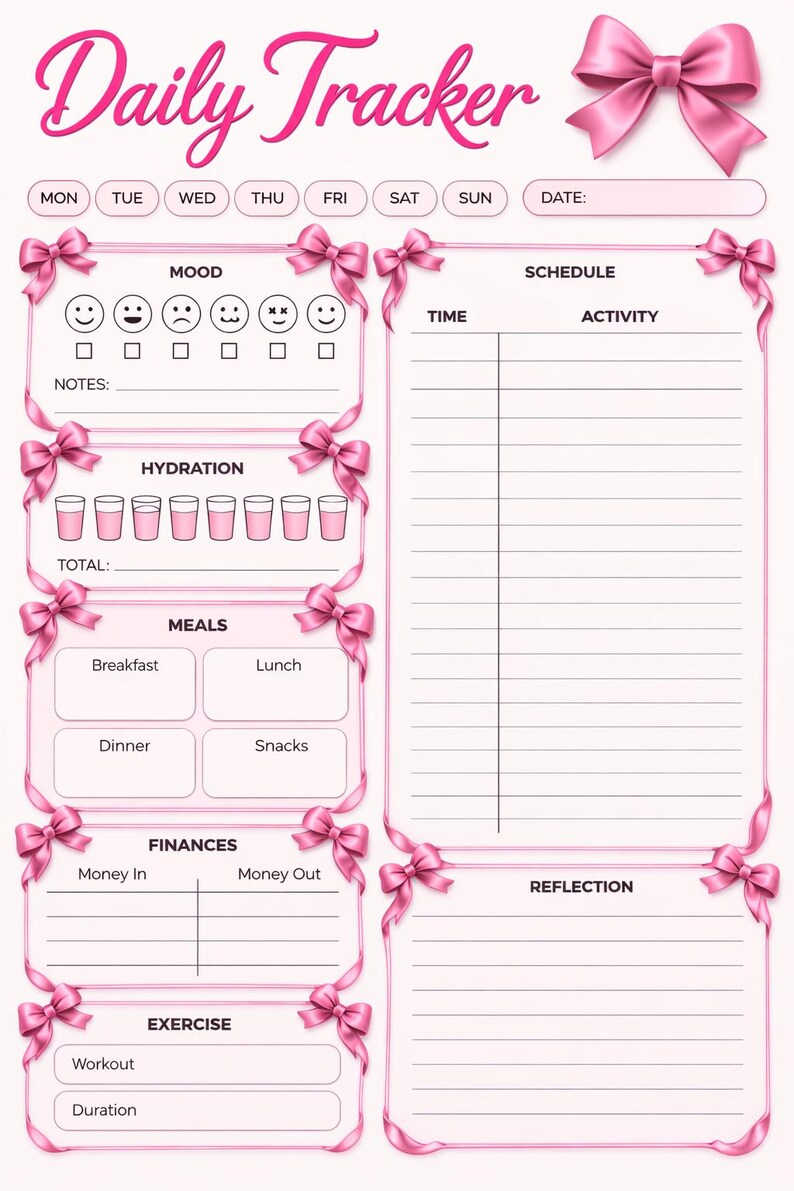 Pink Bow Daily Wellness - Etsy