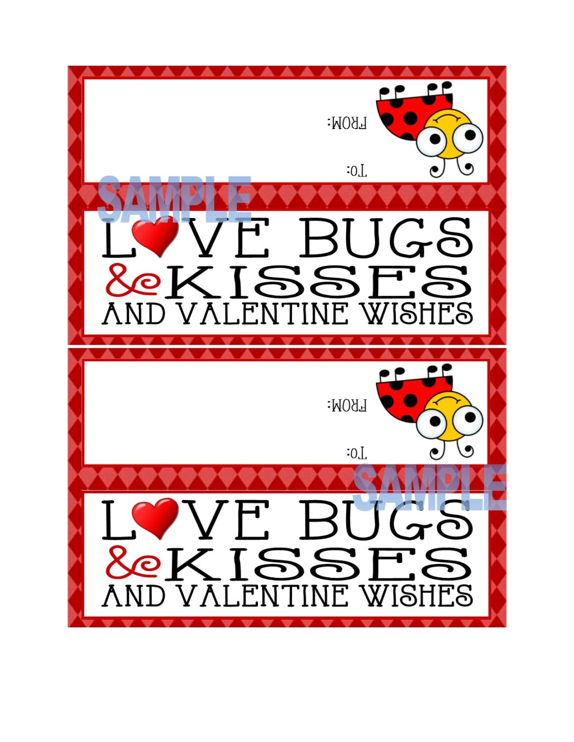 Instant Download Printable Love Bug kids Valentine | Etsy