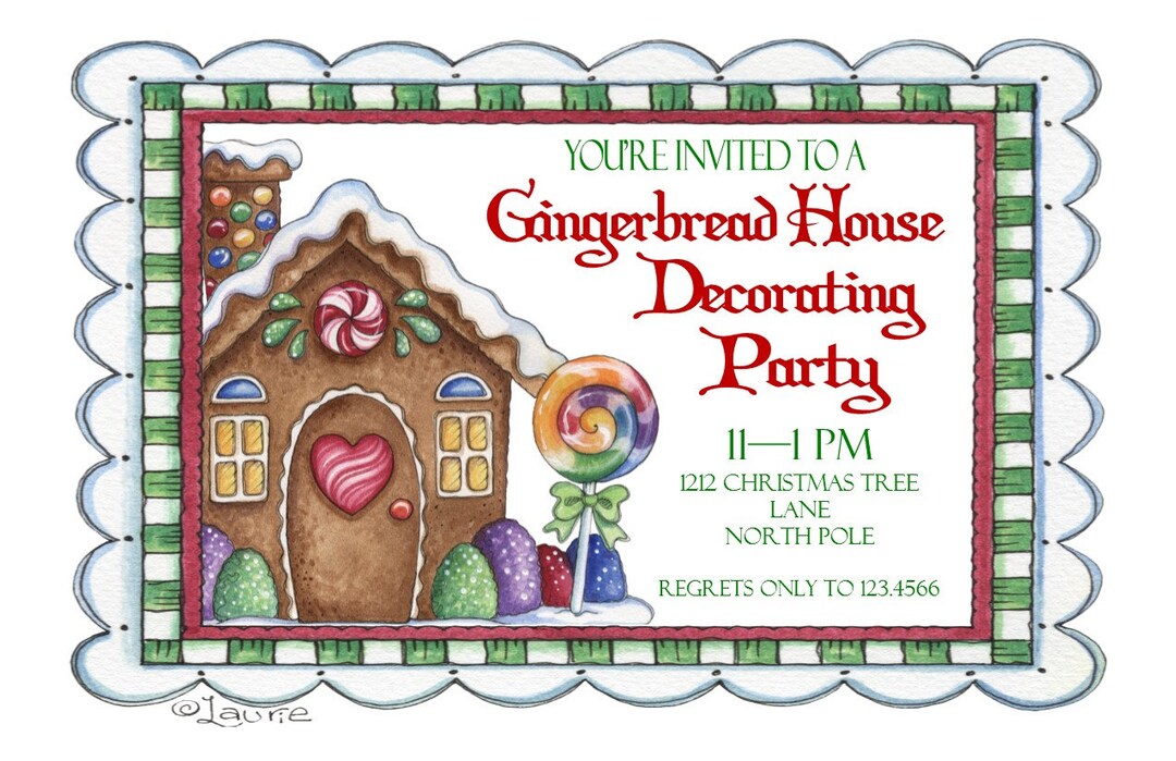 Printable Christmas Gingerbread House Decorating Party Invitation - Etsy