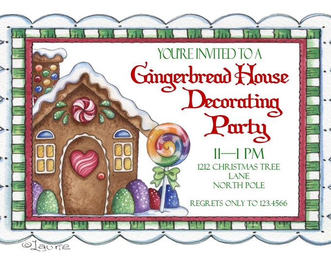 Printable Christmas Gingerbread House Decorating Party Invitation - Etsy