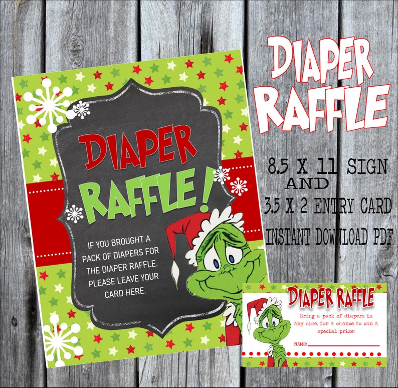 Christmas Grinchmas Diaper Raffle Sign and Ticket - Etsy