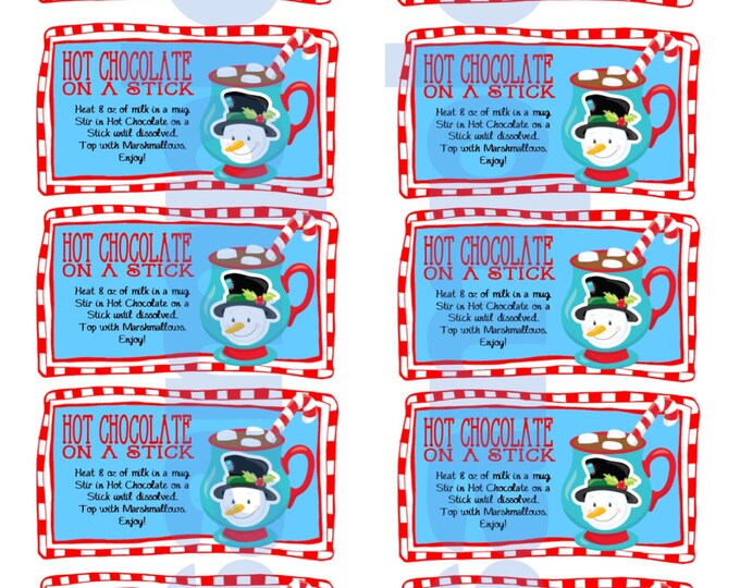 Printable Christmas Hot Chocolate on a Stick Tag Label - Etsy