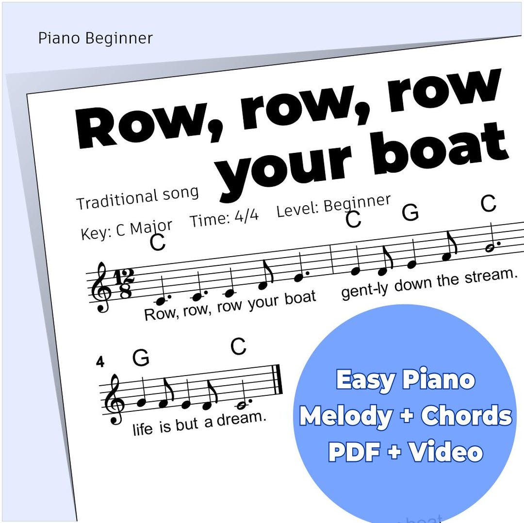 Row Row Row Your Boat Easy Piano Sheet Music, Row Your Boat Piano Notes ...
