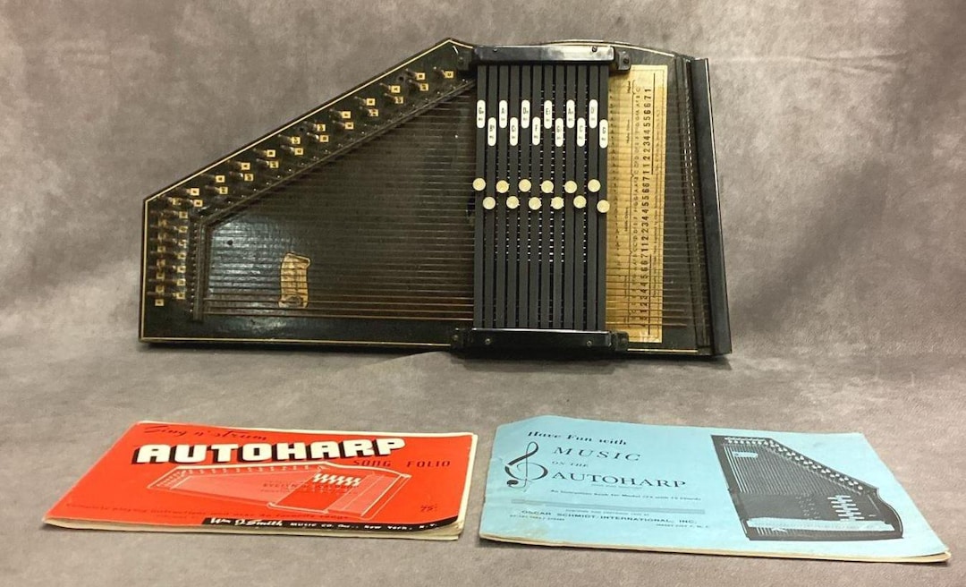 Antique Oscar Schmidt Zither Harp in Original Box With Tuning Tool ...