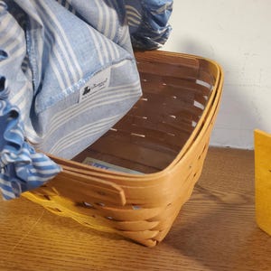 1998 Longaberger Wood Sectioned Basket With Cloth and Plastic Liners ...