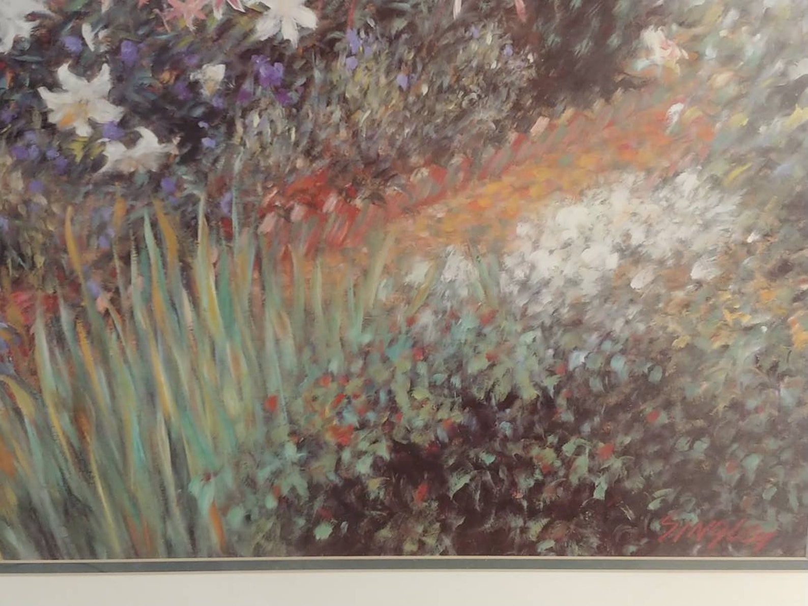 Greg Singley Framed Print watercolor of floral garden | Etsy