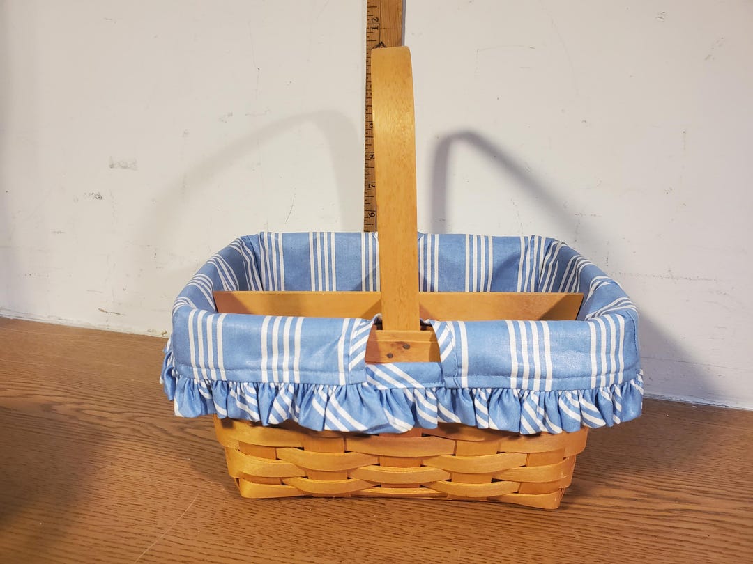 1998 Longaberger Wood Sectioned Basket With Cloth and Plastic Liners ...