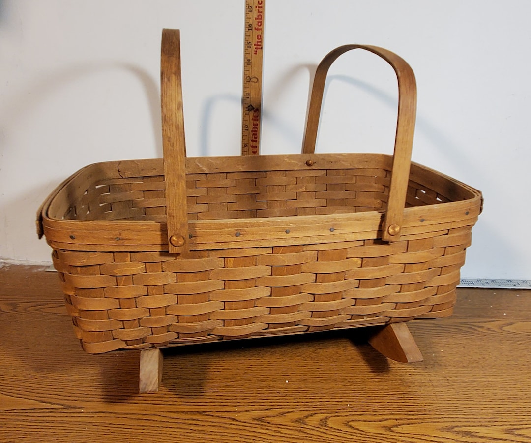 1985 Longaberger Rocking Cradle Baby Doll Bassinet Basket 19 X 13x9 ...