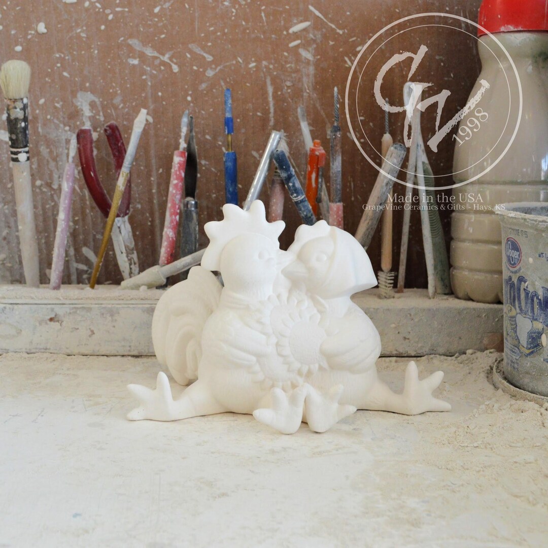 Ready to Paint - Cuddle Chickens With Sunflower - Clay Magic 1425 - Etsy
