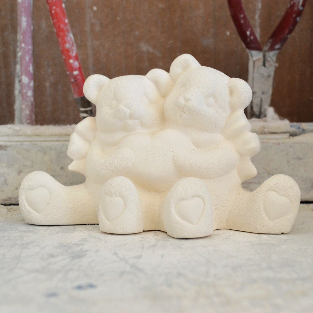 Ready to Paint - February Cuddle Bear Heart - Clay Magic 1468 - Etsy