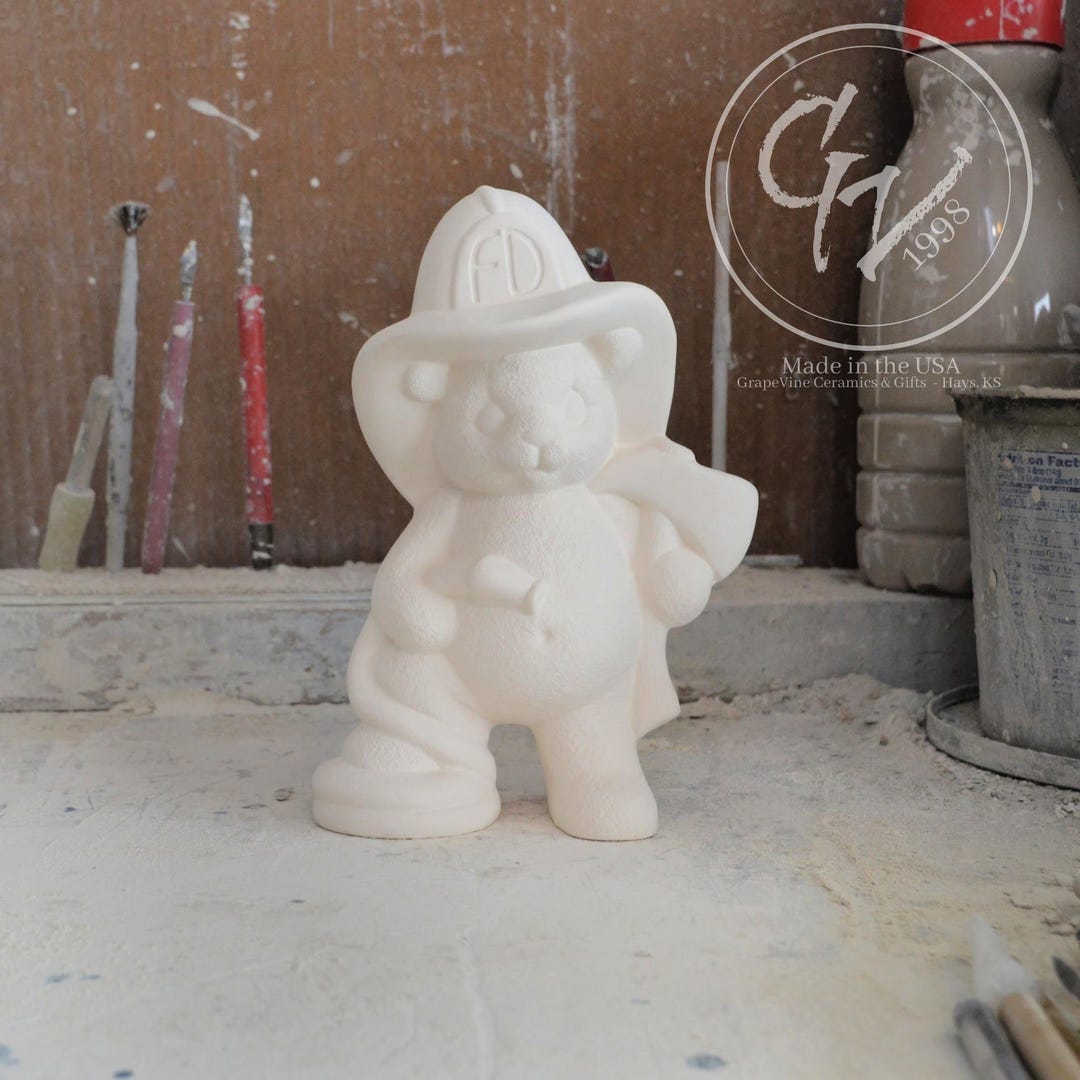 Ready to Paint - Bare Naked Fireman Bear - Clay Magic 1552 - Etsy