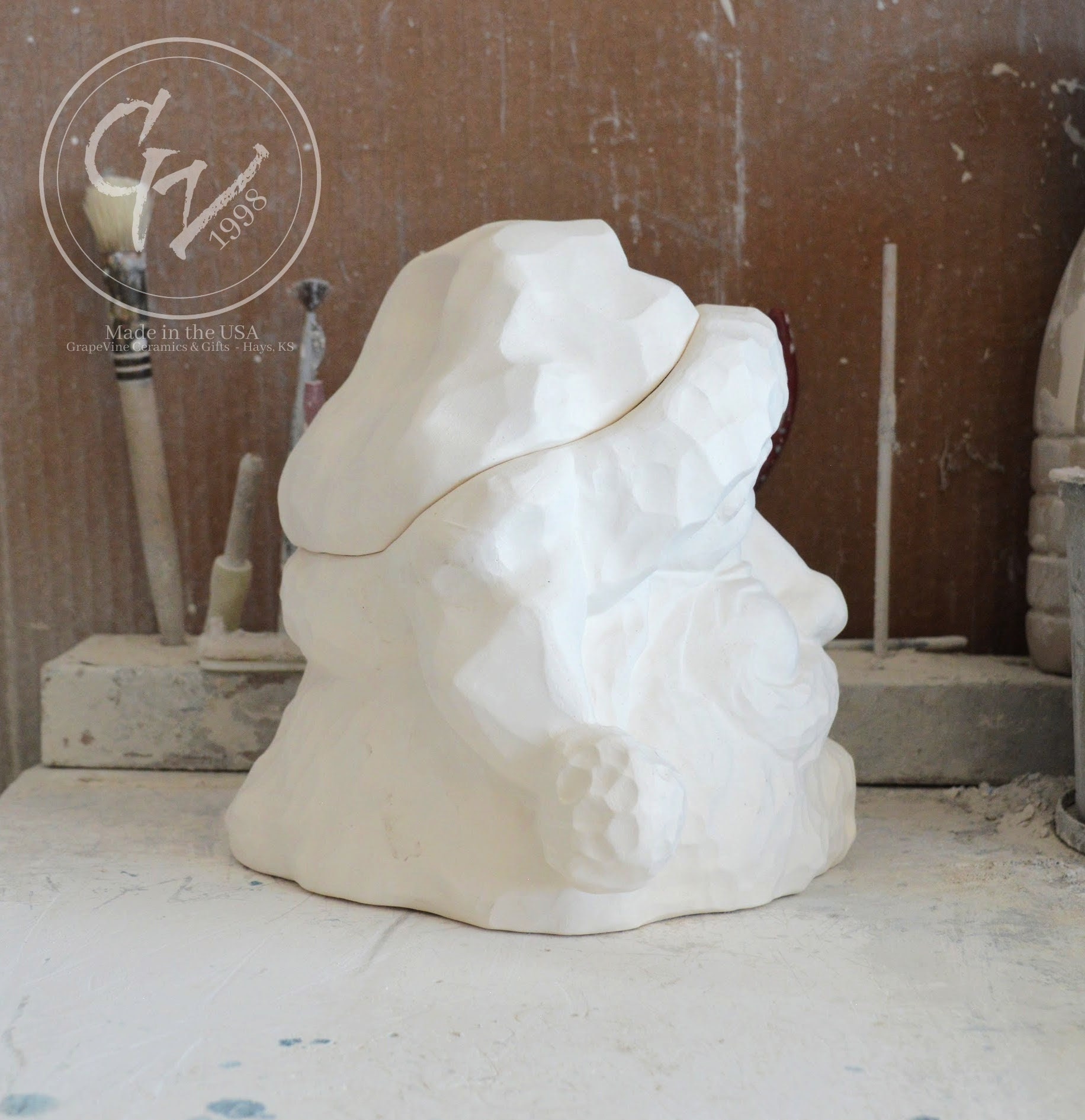 Ready to Paint - Wood Carved Santa Cookie Jar - Duncan DM-1732.DM-1733 ...