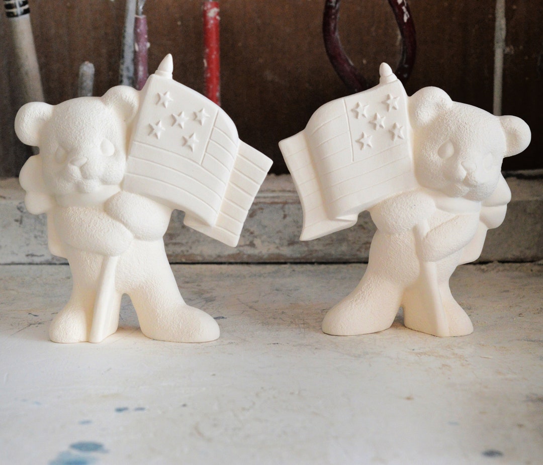 Ready to Paint - Bears With Flags- Clay Magic 1533 - Etsy