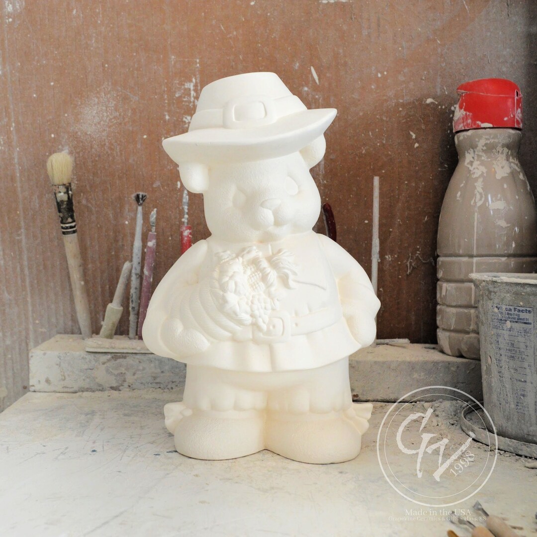 Ready to Paint - Boy Bear Pilgrim - Clay Magic 1378 - Etsy
