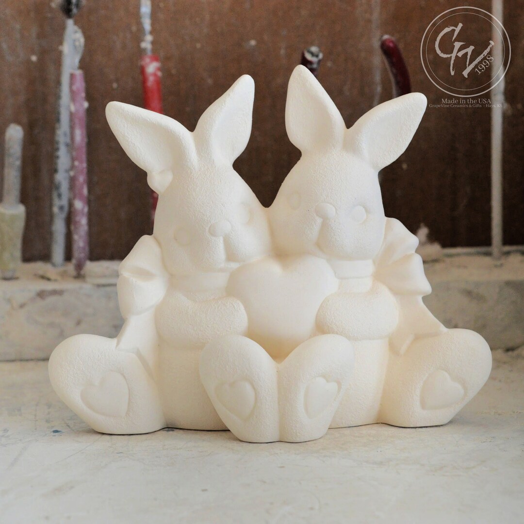 Ready to Paint - Lover Cuddle Bunnies - Clay Magic 1320 - Etsy