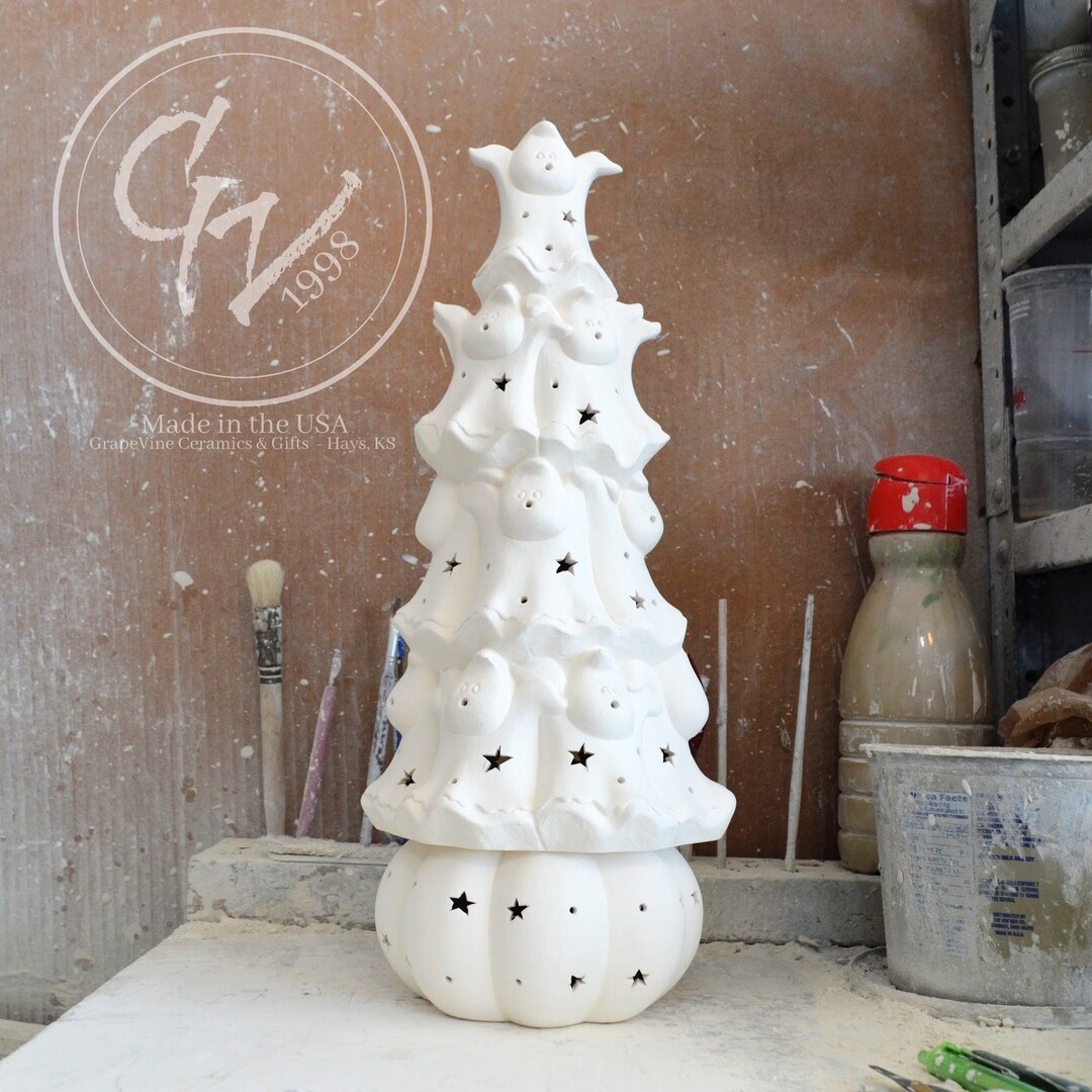 Ready to Paint - Marshmallow Ghost Tree - Clay Magic 4363.4364 - Etsy