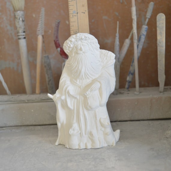 Ready to Paint Bisque Small Renaissance Santa With Woodland | Etsy